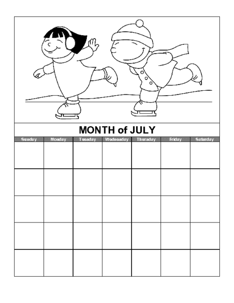 July Calendar Template - Southern Hemisphere | Education World
