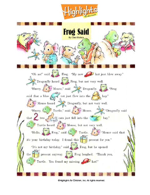 Highlights Rebus Stories: Frog Said | Education World