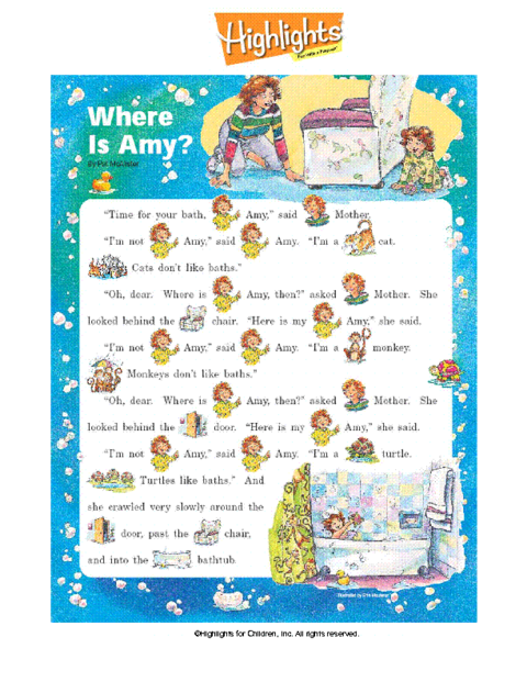 Highlights Rebus Stories: Where is Amy? | Education World