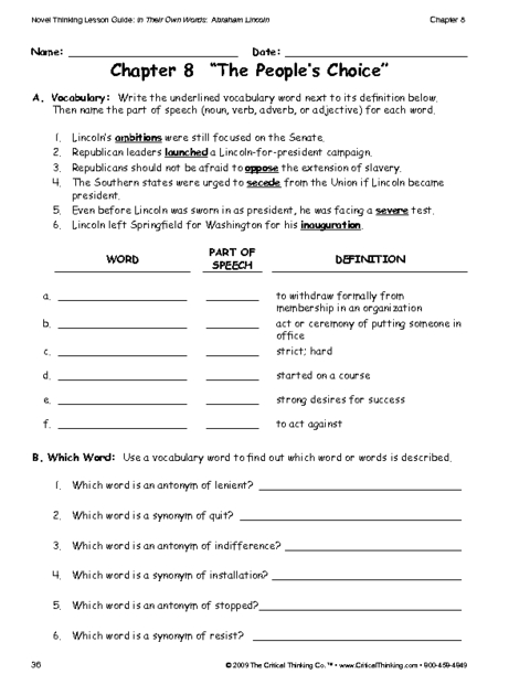 Critical Thinking Worksheet Grades 6-8: Vocabulary | Education World