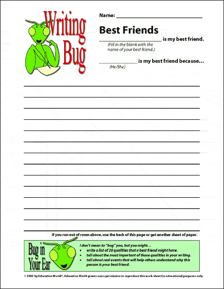 Writing Bug: Best Friends | Education World