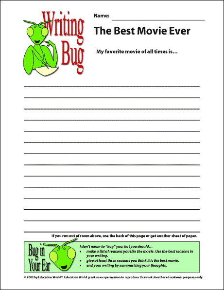 Writing Bug: The Best Movie Ever | Education World