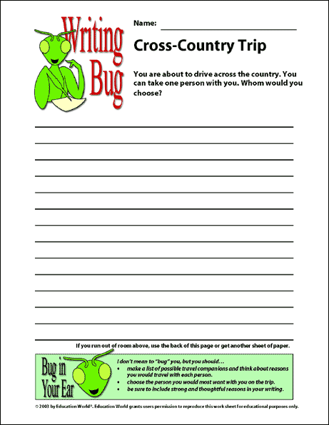 Writing Bug: Cross-Country Trip | Education World