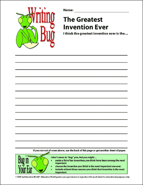 Writing Bug: The Greatest Invention Ever | Education World