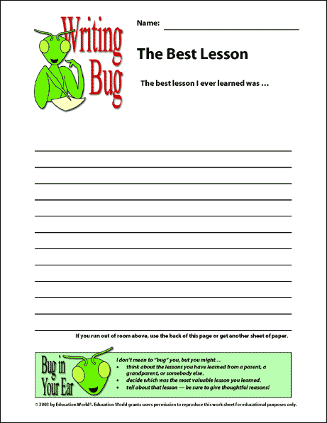 Writing Bug: The Best Lesson | Education World