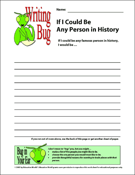 Writing Bug: If I Could be Any Person in History | Education World