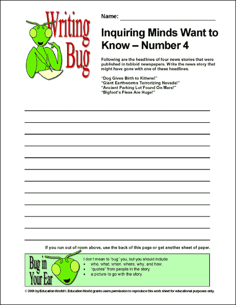 Writing Bug: Inquiring Minds Want to Know -- Number 4 | Education World