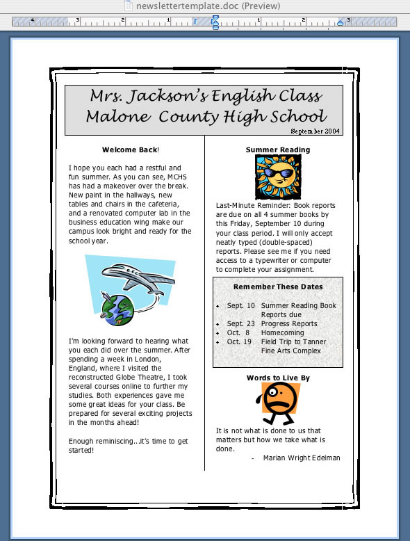 Education World® Create a School Newsletter with Word