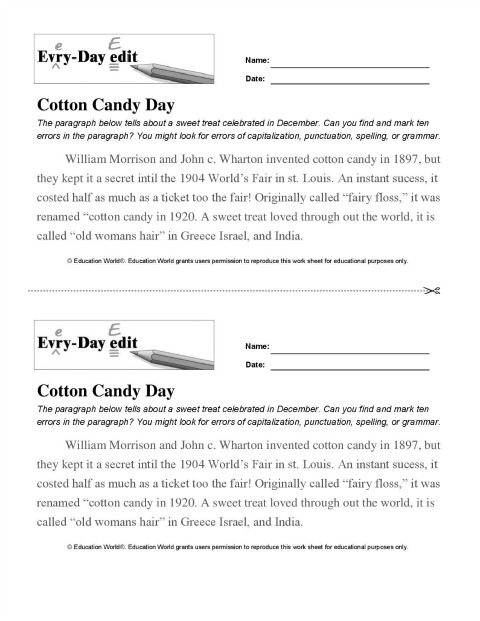 Everyday Edit: Cotton Candy Download | Education World