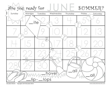 June 2015 Traceable Calendar | Education World
