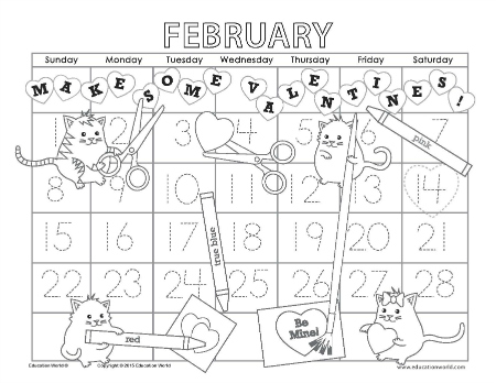 February Traceable Calendar | Education World
