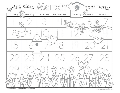 March Traceable Calendar | Education World