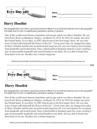 Every-Day Edit: Harry Houdini Download | Education World
