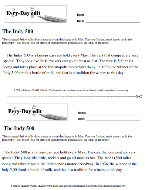 Every-Day Edit: The Indy 500 | Education World