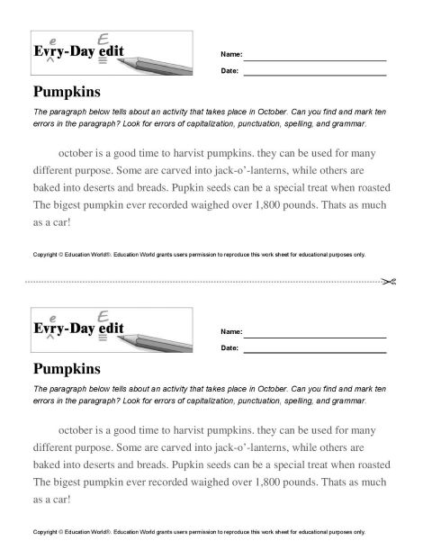 Every-Day Edit: Pumpkins | Education World