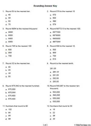 Rounding Answer Key | Education World