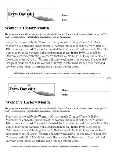 Every-Day Edit: Womens History Month Download | Education World