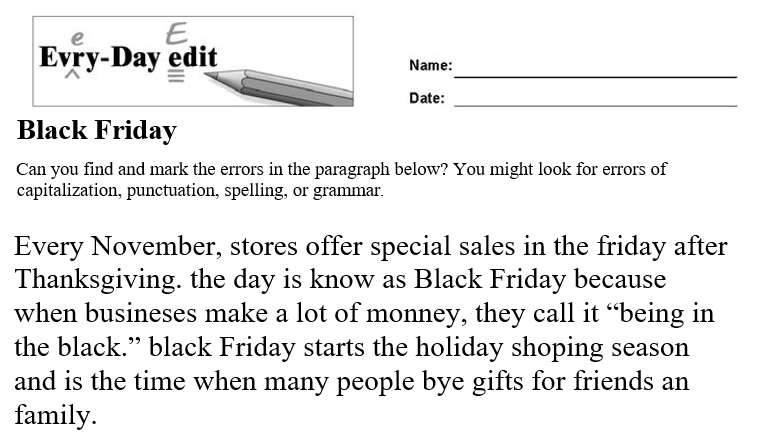 Every-Day Edit: Black Friday - Editable Version for Student Remote ...