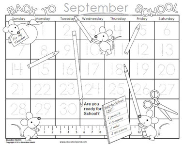 September 2014 Traceable Calendar | Education World