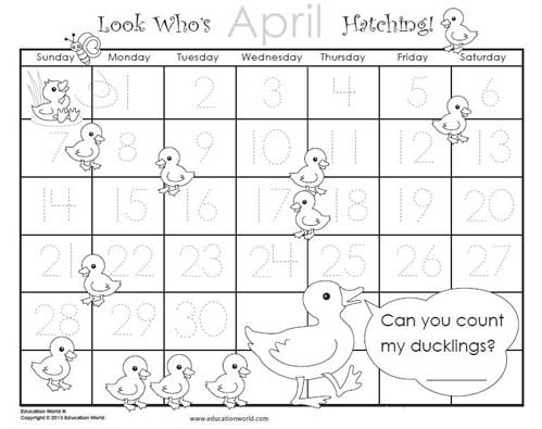 April 2013 Traceable Calendar | Education World