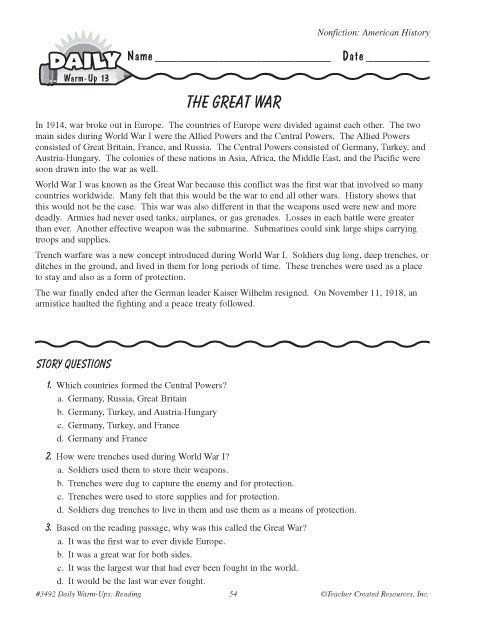 The Great War | Education World