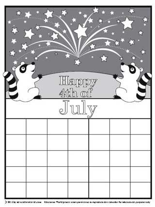 Coloring Calendar July - version 2 | Education World