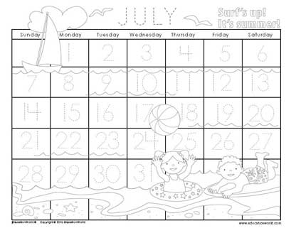 July 2013 Traceable Calendar | Education World