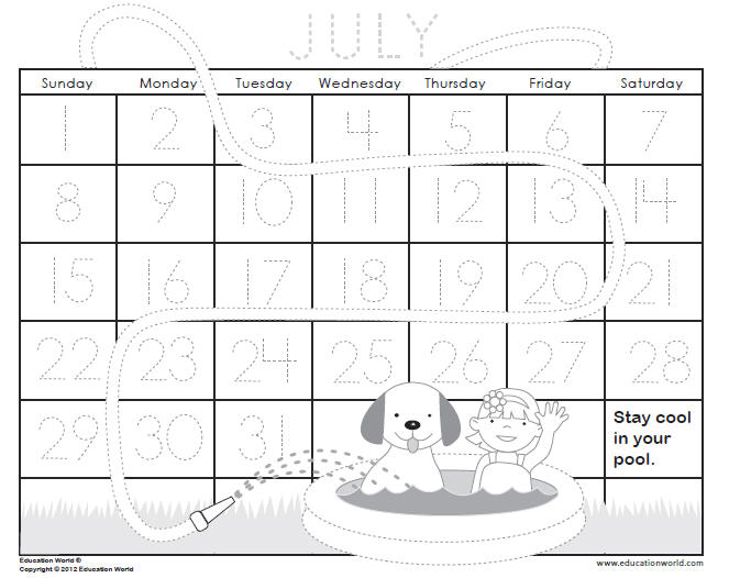 July 2012 Traceable Calendar | Education World