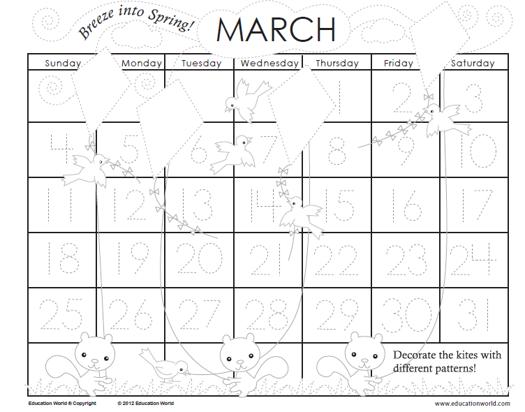 March 2012 Calendar Printable