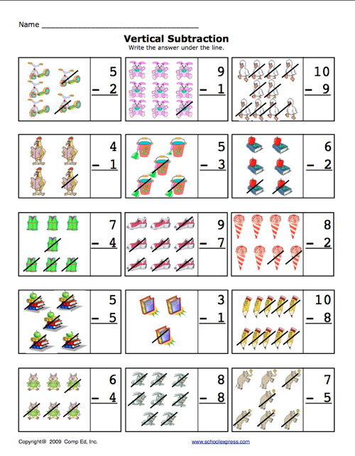 School Express Vertical Subtraction Worksheet Education World