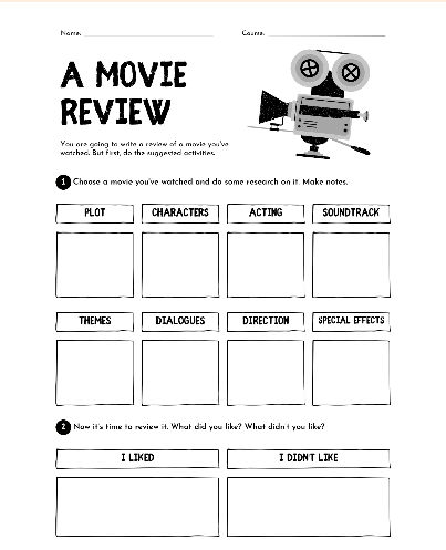 A Movie Review Worksheet | Education World