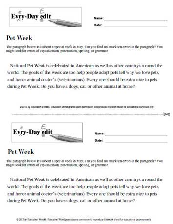 Every-Day Edit: Pet Week | Education World