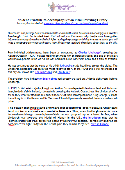 Rewriting History Printable | Education World