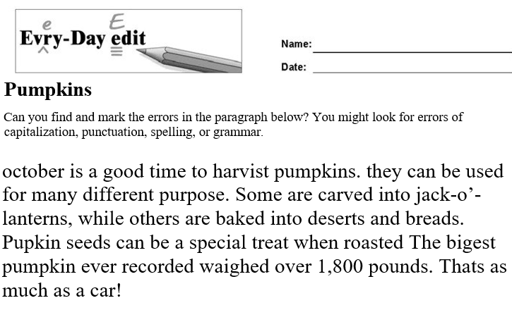 Pumpkins: Editable Version for Student Remote Learning | Education World