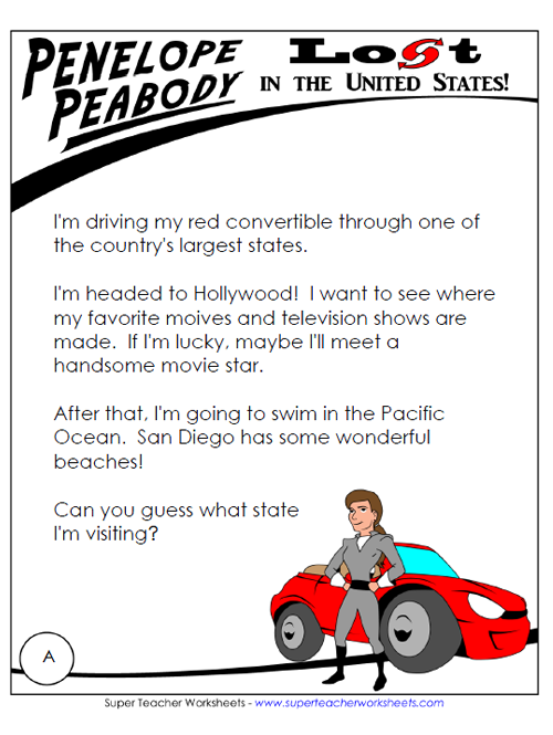 Super Teachers Lost in the U.S. Worksheet | Education World