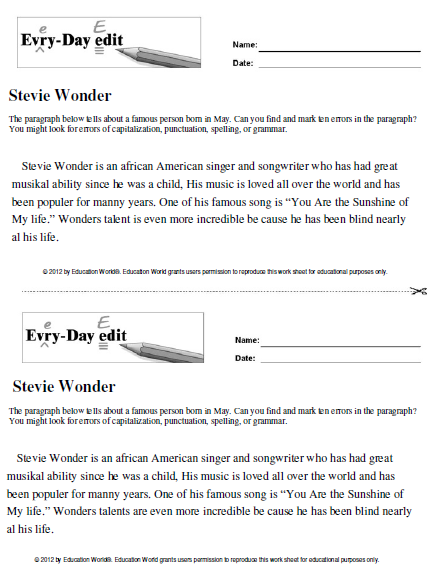 Every-Day Edit: Stevie Wonder | Education World