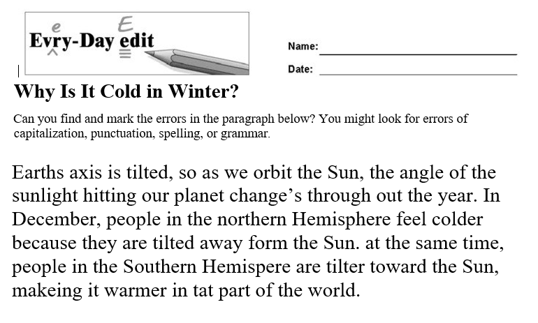 Why Is It Cold in Winter? Editable Version for Student Remote Learning ...