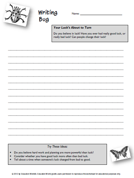 Writing Bug: Your Luck's About to Turn | Education World