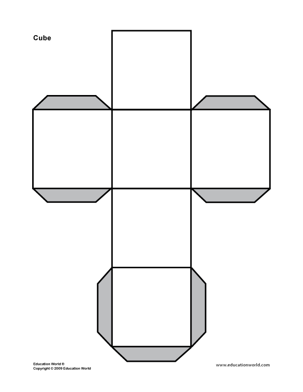 3 D Shape Template Cube Education World