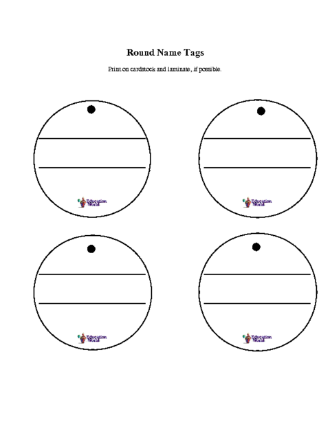 Round Name Tags For Secondary Students Template | Education World